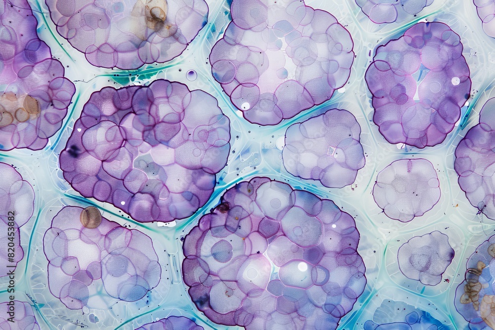 Microscope slide of onion cells showing cell walls Stock Photo | Adobe ...