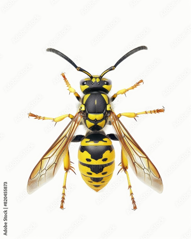 Wasp A wasp with its distinctive yellow and black body, shown in a ...