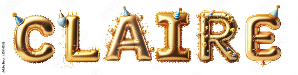 Claire Letters - Golden Balloon, 3D - Isolated on Transparent or White ...
