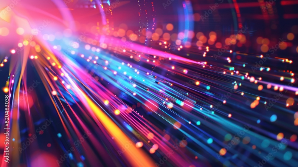 Light lines, fiber optics, speed lines, futuristic background. data ...