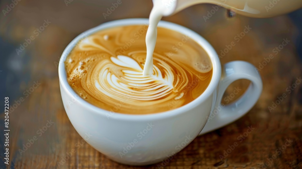 Coffee with milk creating a beautiful pattern, perfect for World Milk ...