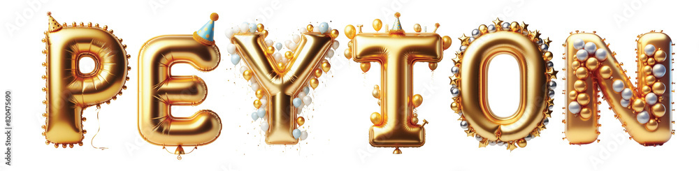 Peyton Letters - Golden Balloon, 3D - Isolated on Transparent or White ...