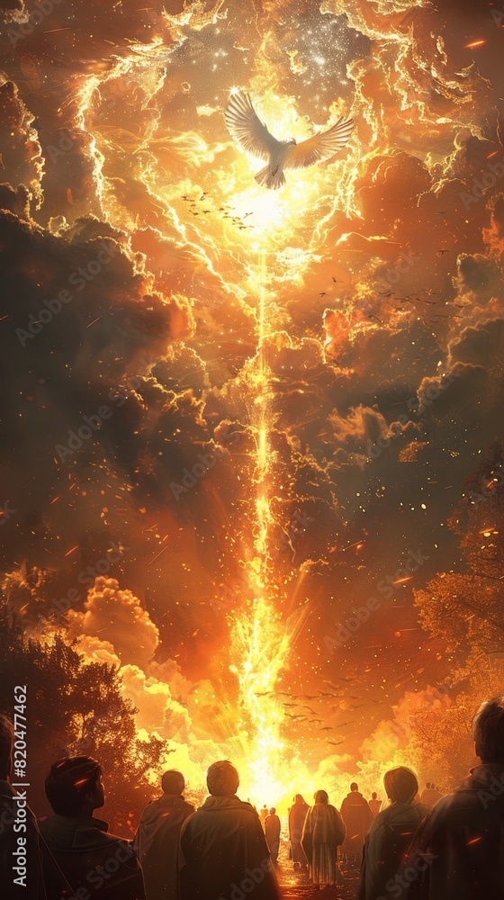 Pentecost - Digital Artwork Depicting the Descent of the Holy Spirit ...