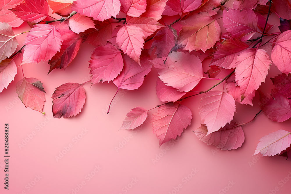 Elegant Falling Maple Leaves on Soft Pink Background, Elegant ...