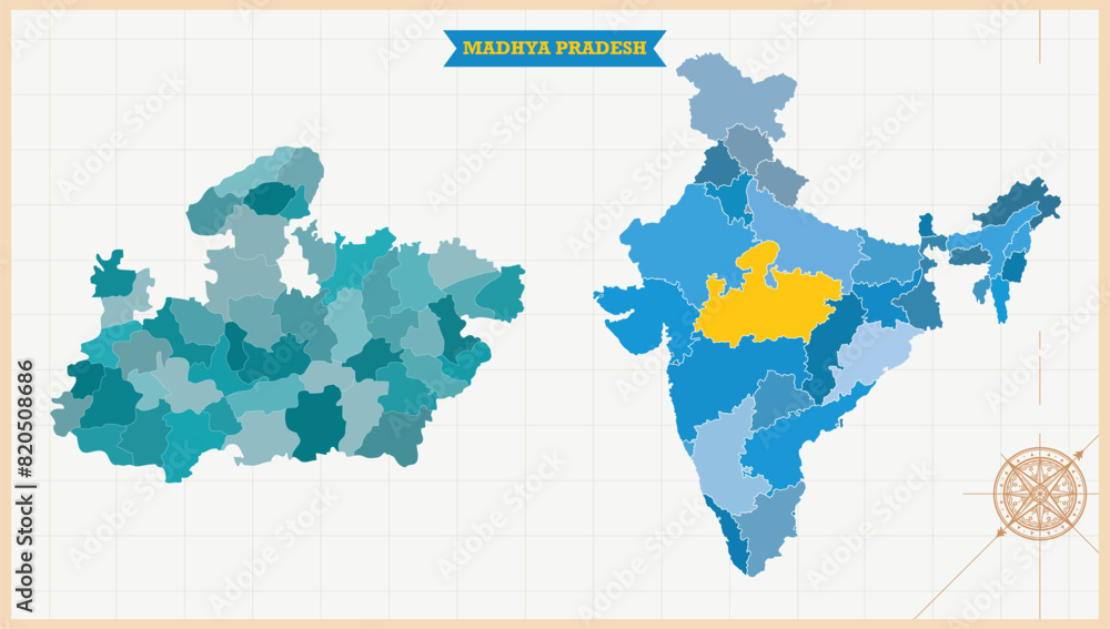 A Map highlighting Madhya Pradesh in the India Map, Madhya Pradesh and ...