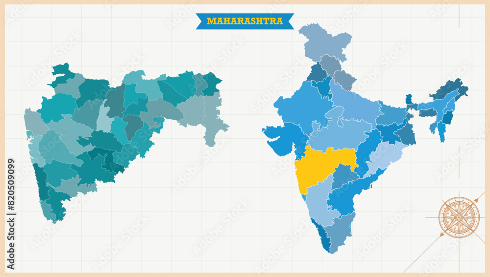 A Map highlighting Maharashtra in the India Map, Maharashtra and India ...