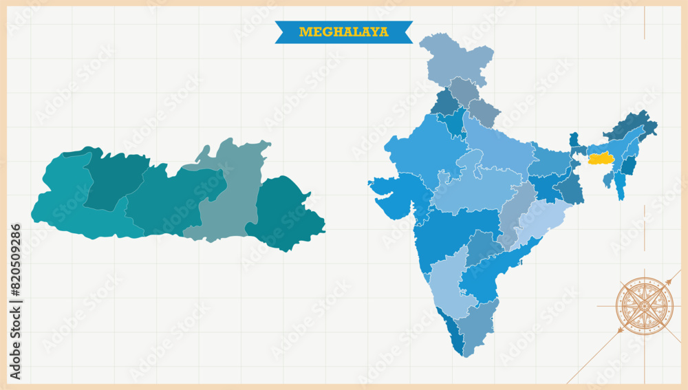 A Map highlighting Meghalaya in the India Map, Meghalaya and India ...