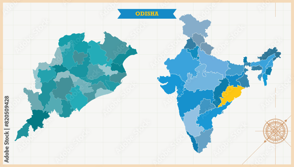 A Map highlighting Odisha in the India Map, Odisha and India modern map ...