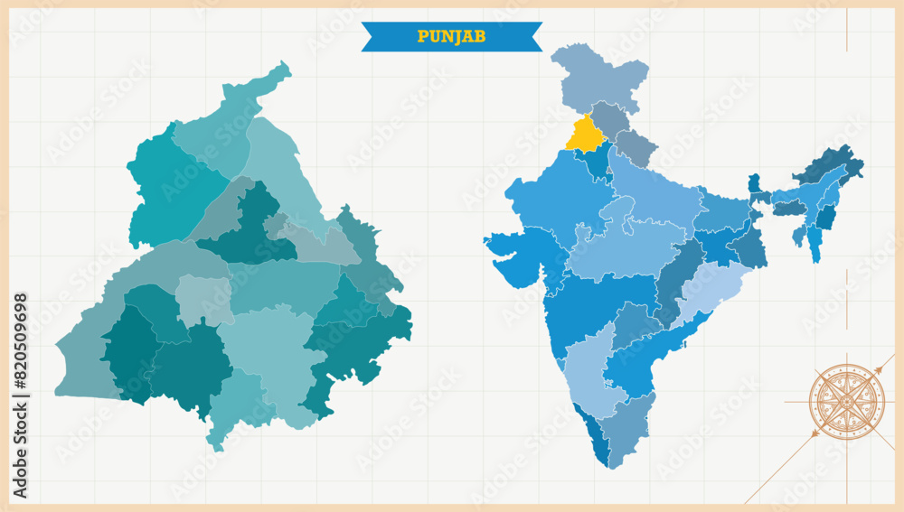 A Map highlighting Punjab in the India Map, Punjab and India modern map ...