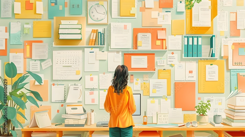 Paperwork cartoon, desk stacks of paper. Funny illustration of messy ...