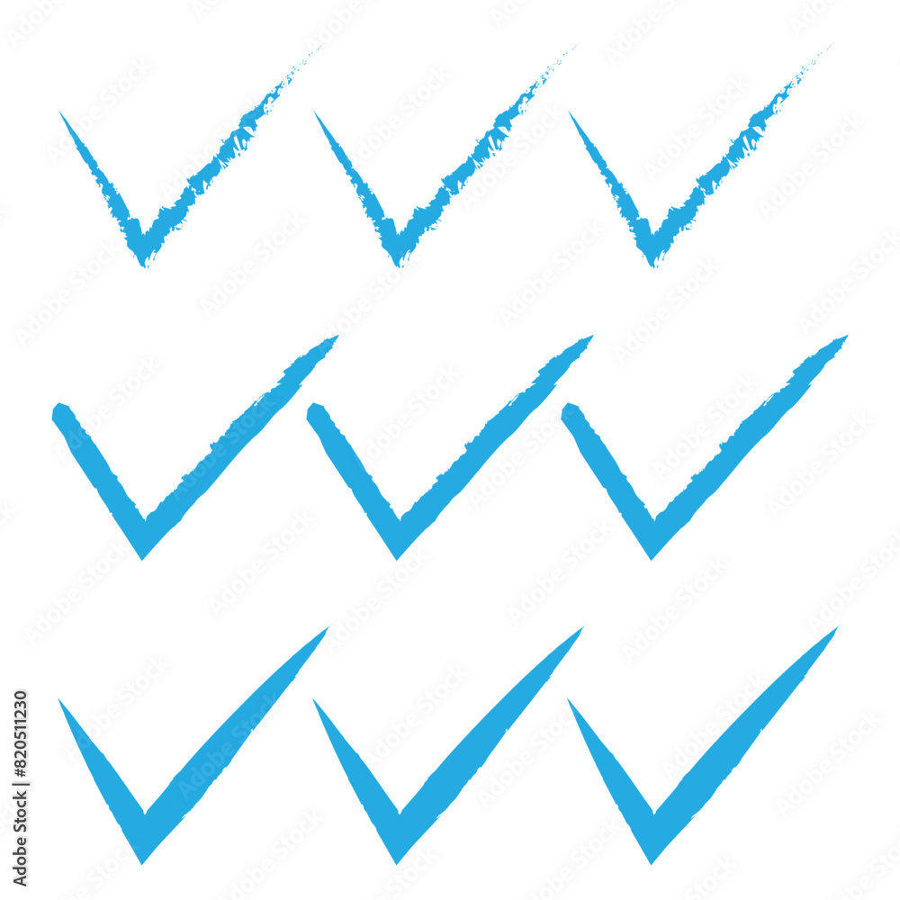 Checkmark icon. Blue check mark vector set. Checked checkbox sign ...