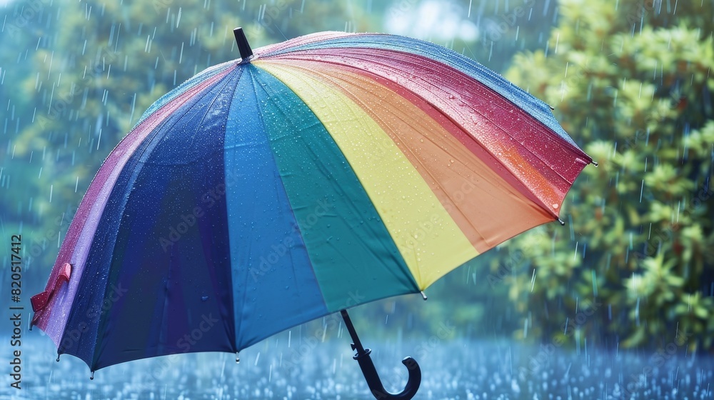 Umbrella with rainbow colors in the rain, symbolizing LGBTQ pride ...
