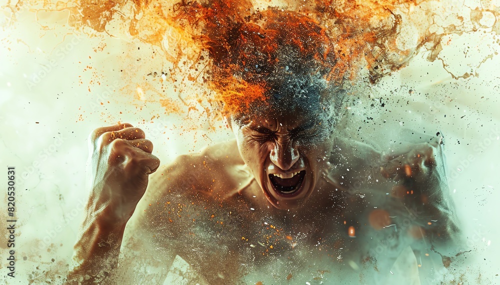 Exquisite detail of anger and stress captured in image, persons defiant ...