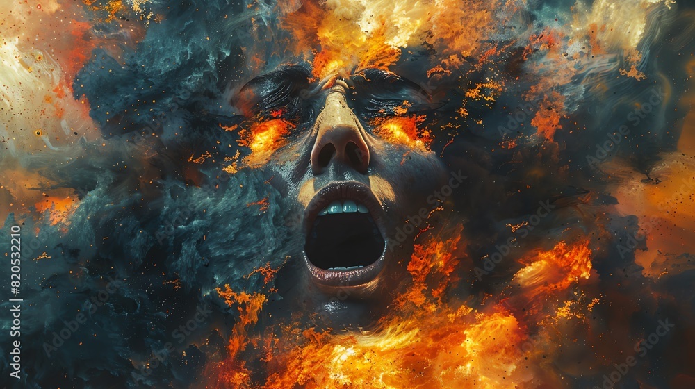 Stunning closeup image portraying anger and stress, individuals gaze ...