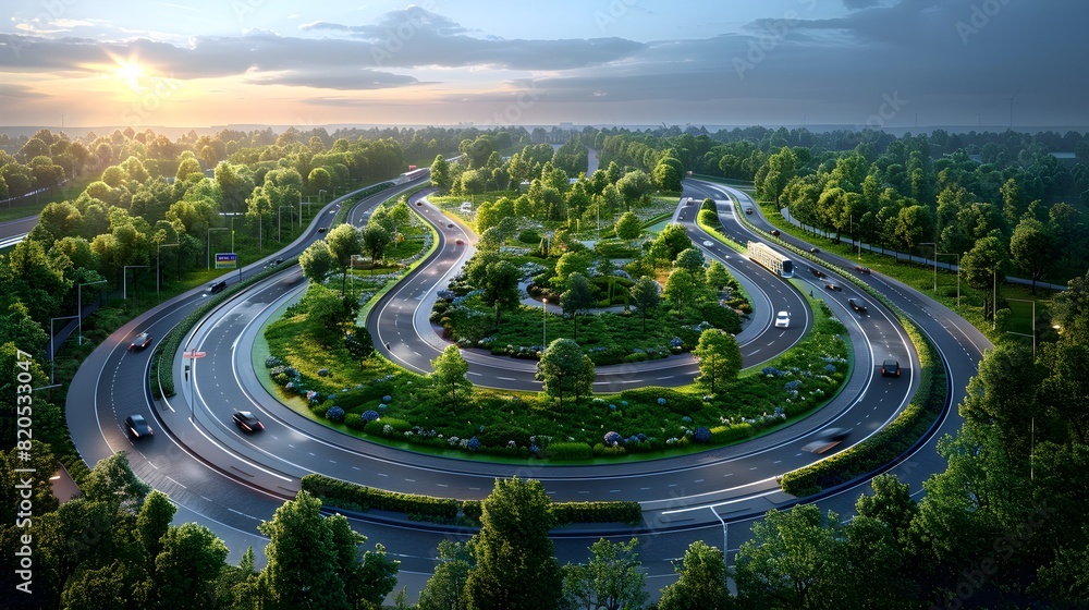 Integrated Roundabout with Tram Routes - Graphic of a roundabout ...