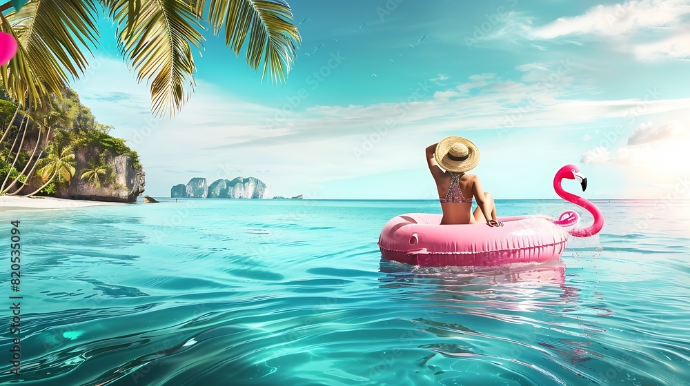 Beach vacation summer Caribbean travel woman sunbathing relaxing with ...