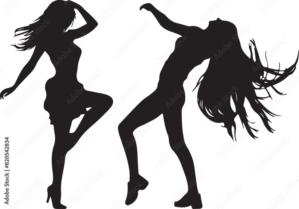 silhouette of a girl,silhouette of a girl, set of silhouettes of ...