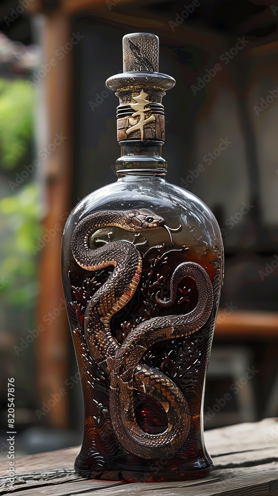 Snake wine, bottle with a whole snake inside, exotic drink in Vietnam ...