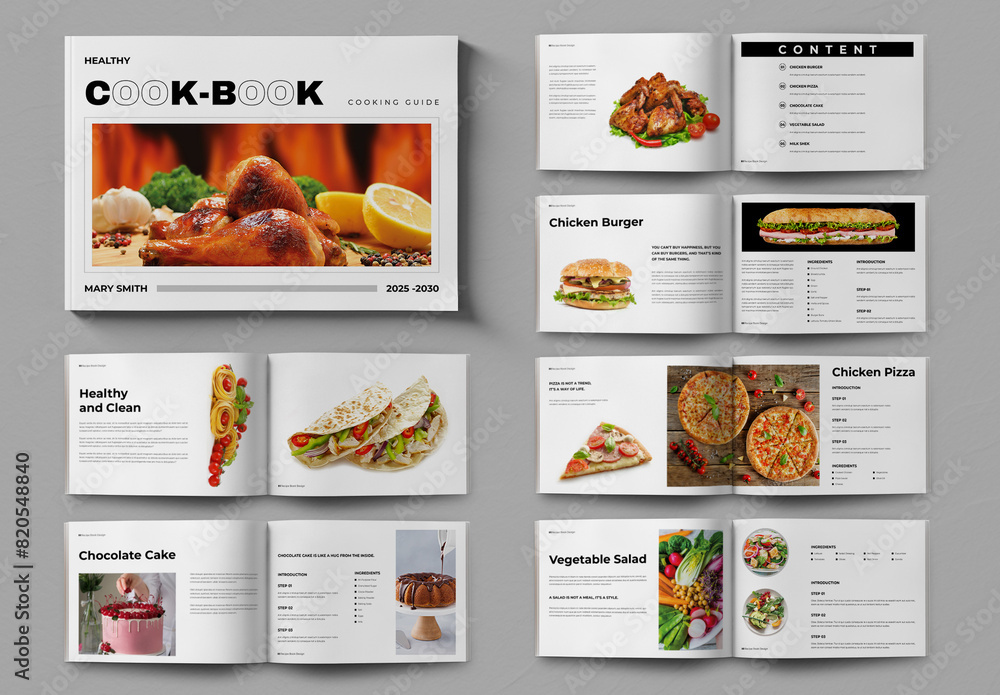 Cook Book Template Layout Stock Template | Adobe Stock
