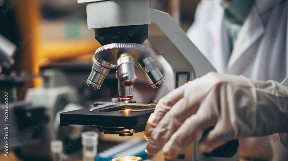 An Image of a Microbiologist Working in a Laboratory, Using a ...