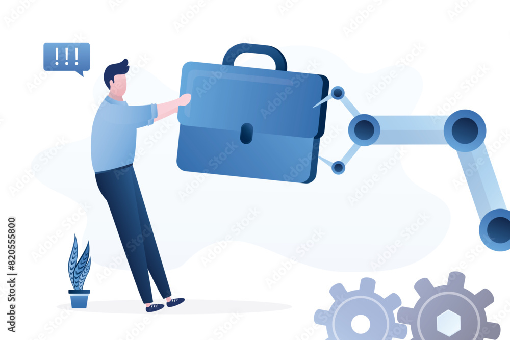 Unemployment problem. Hiring, recruitment process. Robot and ...