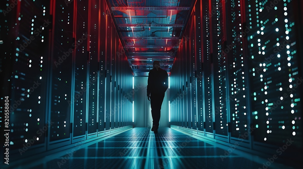 Data Processing digital technology internet network concept Computer programmer working on big ...