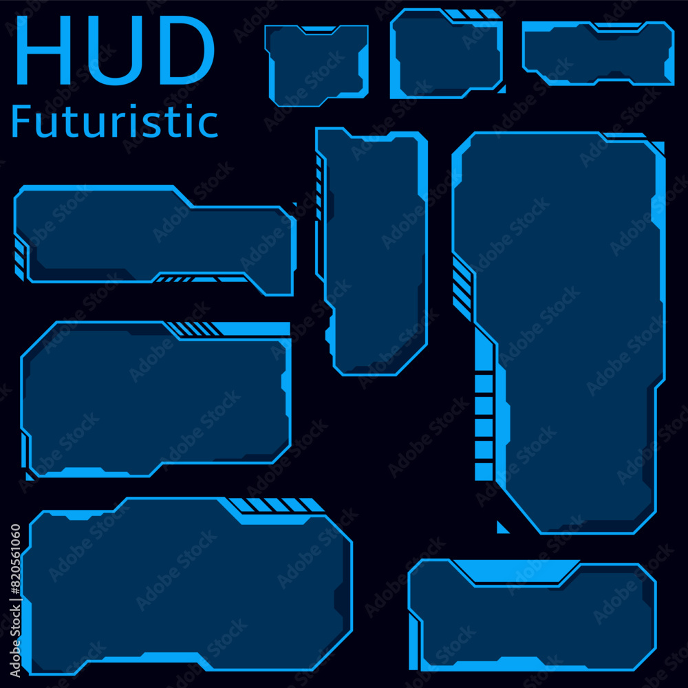 HUD futuristic display screen frames and info boxes, vector ui ...