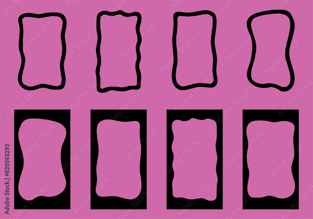 Rectangle and organic shape text box frame. Wavy doodle banner element ...