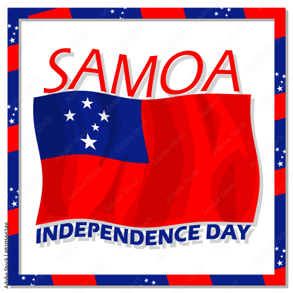 Samoa Independence Day event banner. Samoan flag flying in frame on ...