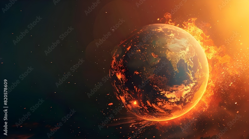 Earth blazing in the intense heat of the sun, a conceptual ...