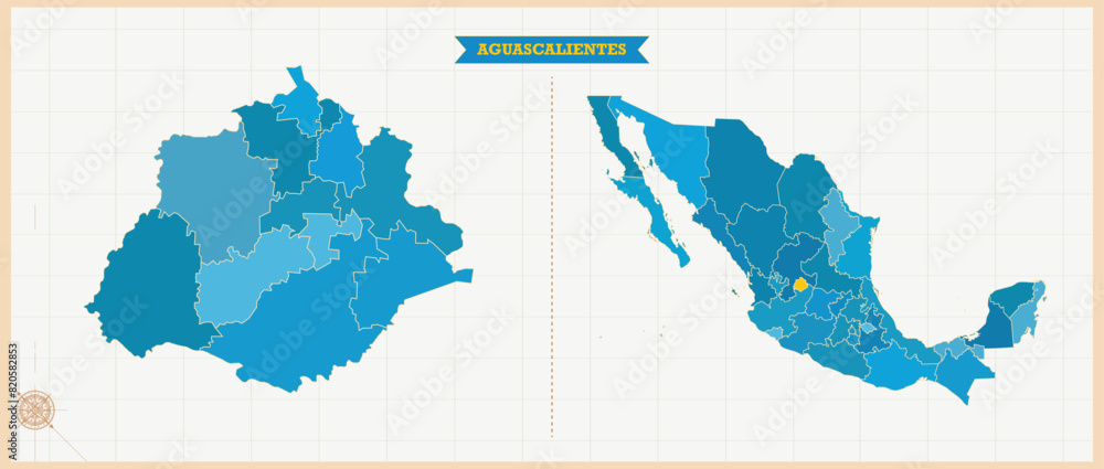 A Map highlighting Aguascalientes in the Mexico Map, Aguascalientes and ...