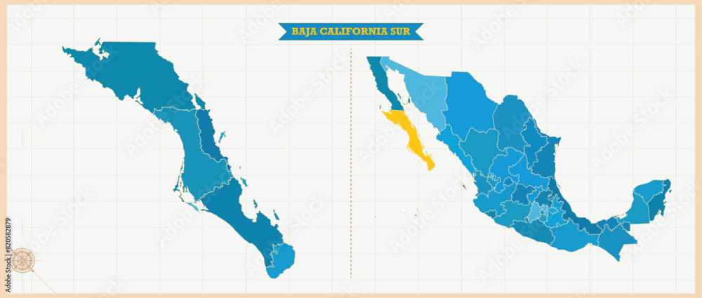 A Map highlighting Baja California Sur in the Mexico Map, Baja ...