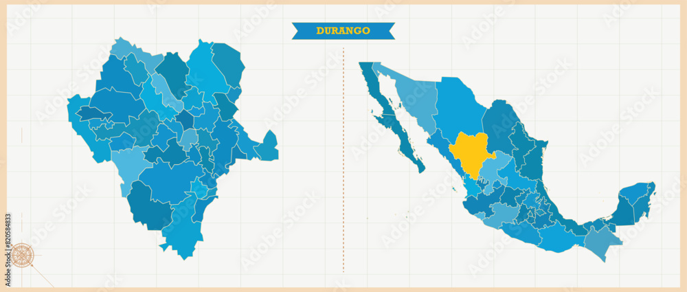 A Map highlighting Durango in the Mexico Map, Durango and Mexico modern ...