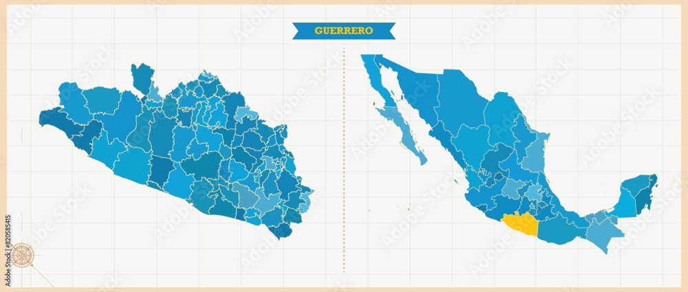 A Map highlighting Guerrero in the Mexico Map, Guerrero and Mexico ...