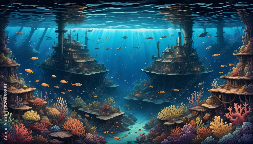 Showcase the underwater environment where submarine cables are ...