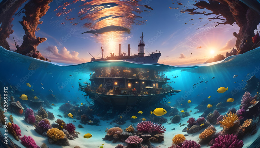 Showcase the underwater environment where submarine cables are ...