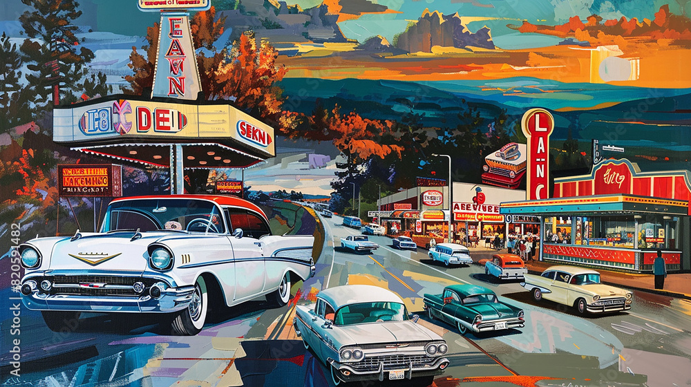 Foto de A retro-inspired pop art painting featuring a montage of ...