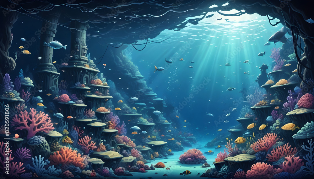 Showcase the underwater environment where submarine cables are ...