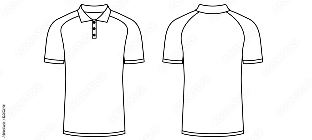 Men's polo collar T Shirt flat sketch fashion illustration drawing ...