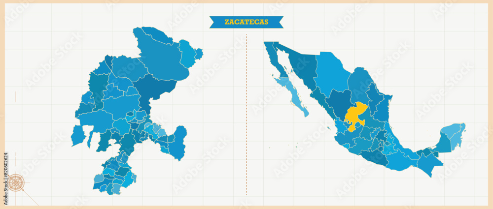 A Map highlighting Zacatecas in the Mexico Map, Zacatecas and Mexico ...