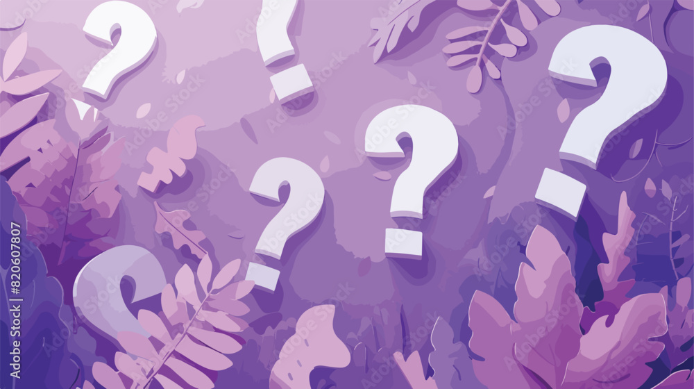 Paper with question marks on lilac background closeup Stock Vector ...
