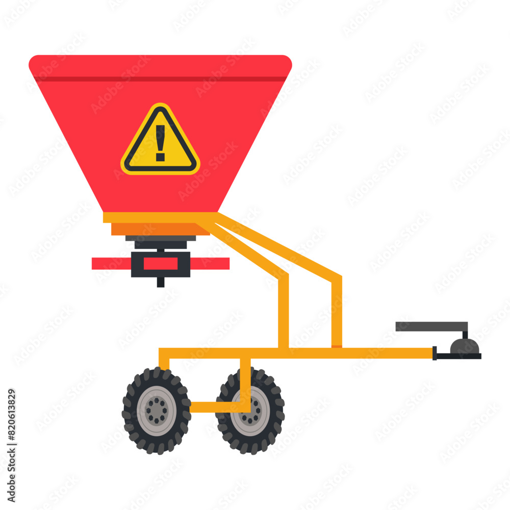Fertilizer spreader tow behind vector cartoon illustration isolated on ...