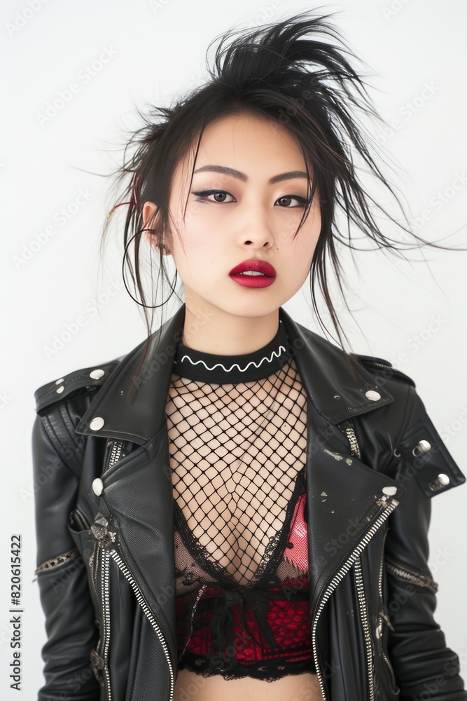 Punk Rock Style: Full face no crop of a Pretty Young Chinese Super Model in Punk-Inspired Outfit ...