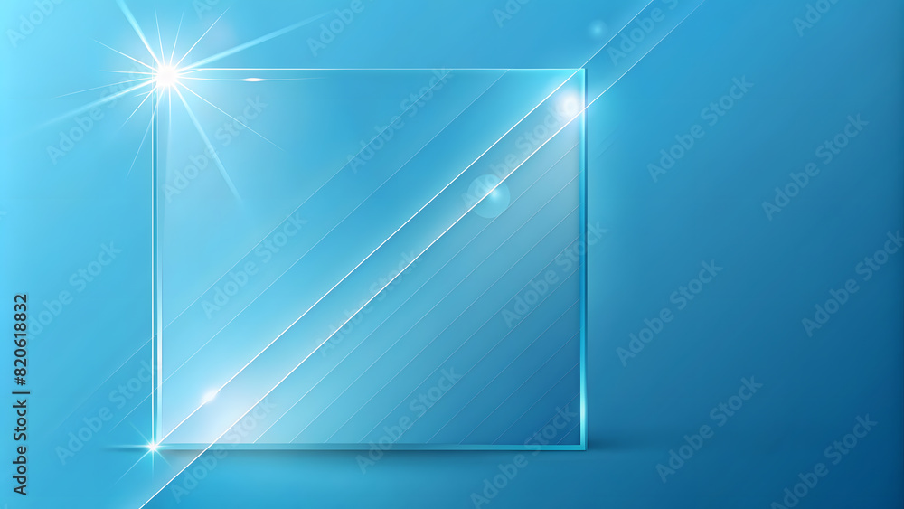 Top View of Light Blue Transparent Glass Shards with Glare Reflection ...