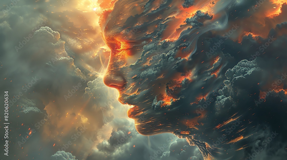 Crystalclear picture of anger and stress, person turning head in ...