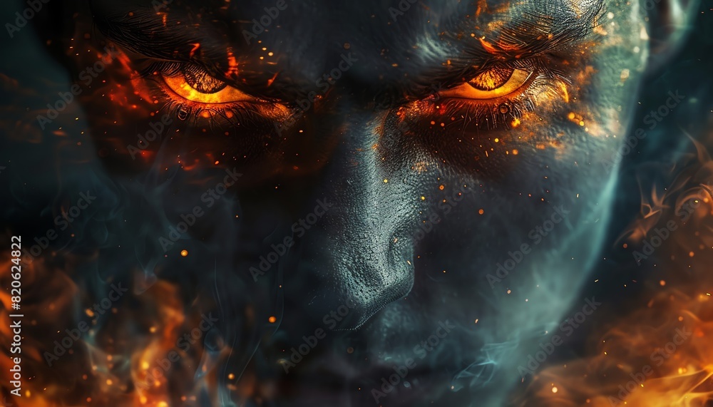 Highresolution image portraying anger and stress, persons intense stare ...