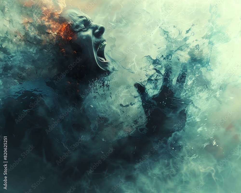 Highresolution image portraying anger and stress, persons intense stare ...