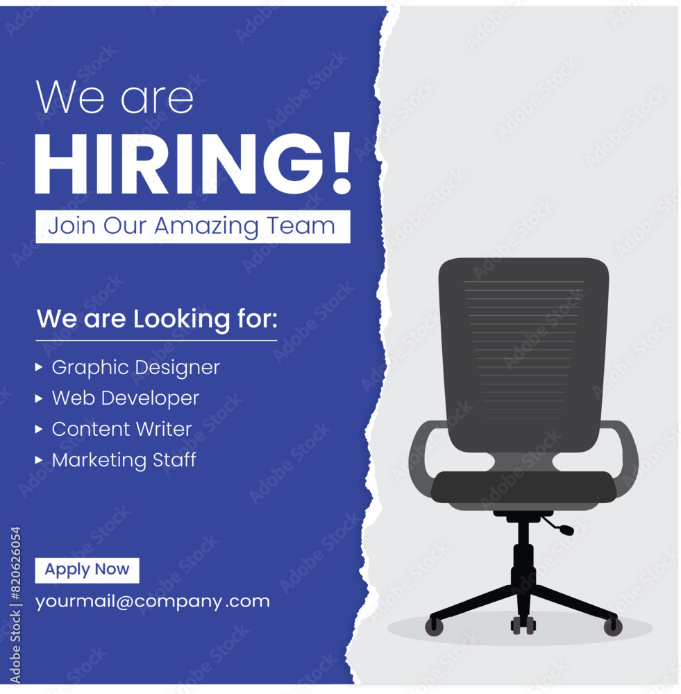 We are hiring announcement vector creative design and social media post ...