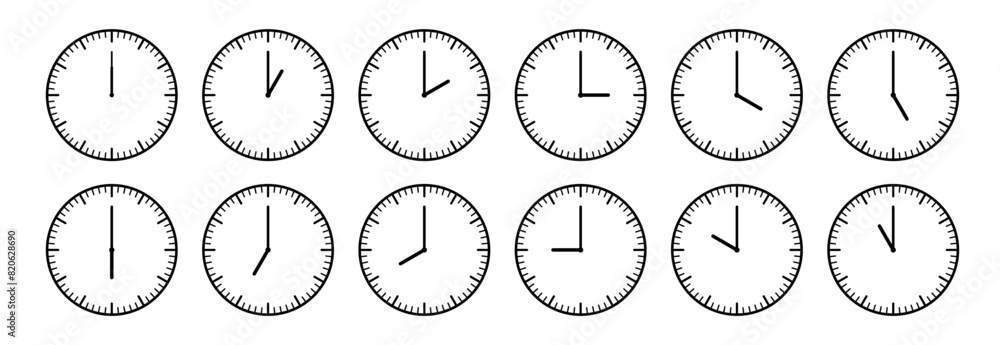 Vecteur Stock Clocks hands icon. Time sign for every hour. Stopwatch ...