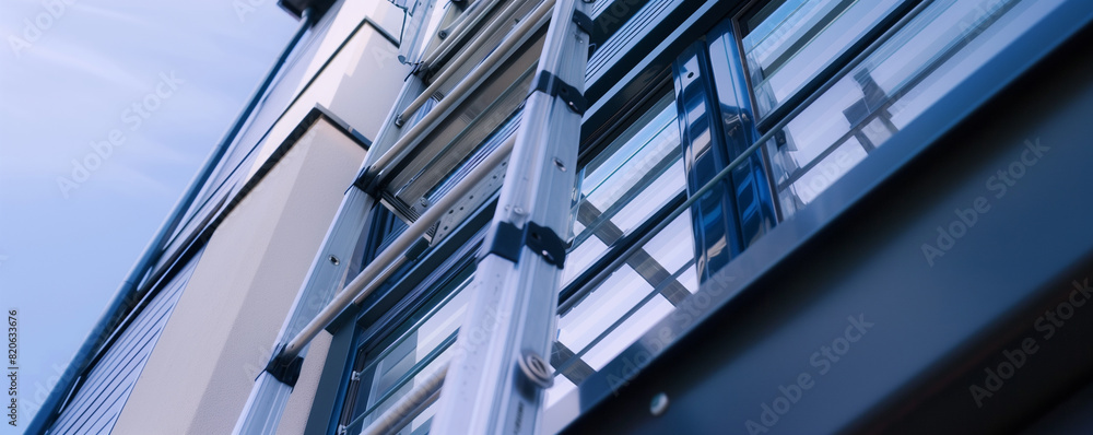 Fire Escape Ladder on Modern Building for Emergency Evacuation Stock ...